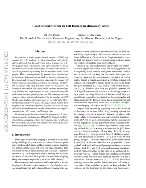 Pdf Graph Neural Network For Cell Tracking In Microscopy Videos