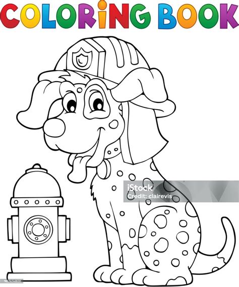 สมุดระบายสีสุนัขดับเพลิงธีม 1 ภาพประกอบสต็อก ดาวน์โหลดรูปภาพตอนนี้ กระดาษระบายสี ศิลปะ