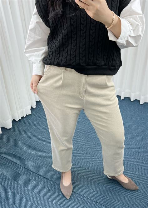 3xl 빅사이즈 여성 밴딩 기모 면바지 핀턱팬츠 키큰여자쇼핑몰