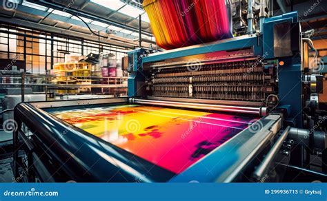 Close Up Of An Industrial Offset Printing Machine In A Printing Factory Stock Illustration