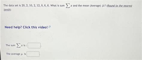 Solved The Data Set Is 20210212866 ﻿what Is Sum ∑x