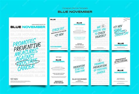 푸른 11월 축하를 위한 인스타그램 스토리 컬렉션 무료 Psd 파일