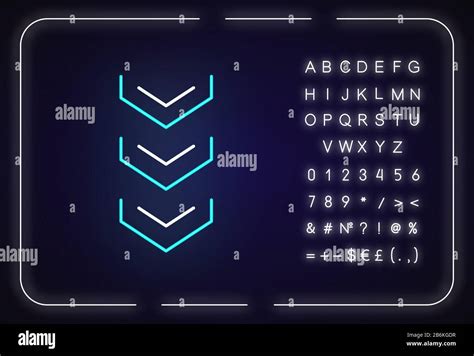 scrolling down arrows button neon light icon three downward arrowheads