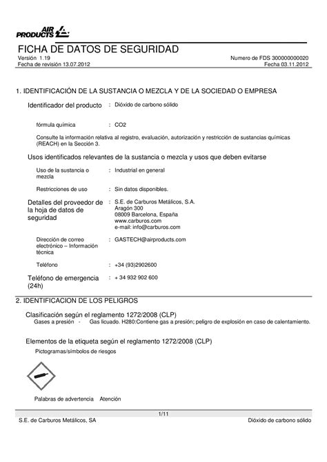 Pdf Ficha De Datos De Seguridad Hielosecogaseli