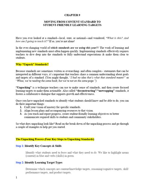 Chapter 9 Unpacking Of Curriculum Standards Download Free Pdf
