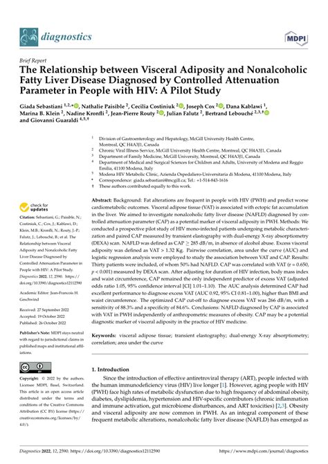 Pdf The Relationship Between Visceral Adiposity And Nonalcoholic Fatty Liver Disease Diagnosed