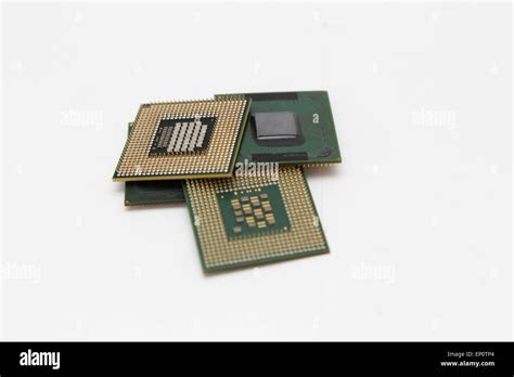 Microprocessors And Microchips Of Computer And Electronic Equipment On A White Background Stock