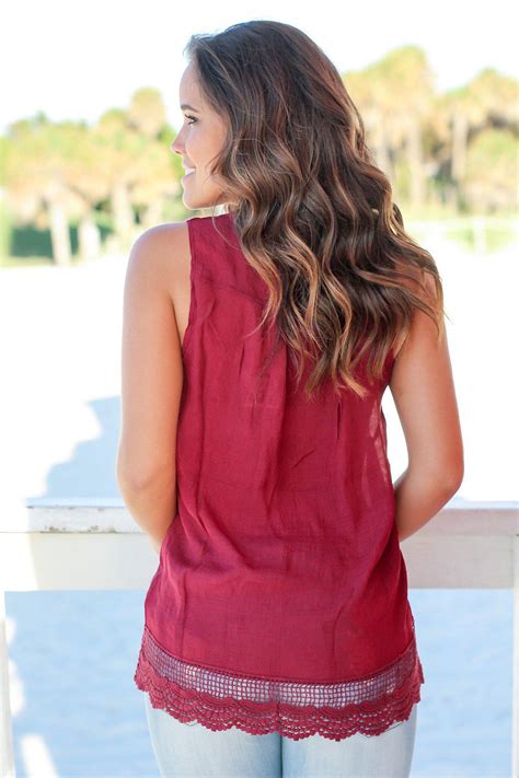 Burgundy Lace Top Cute Tops Saved By The Dress