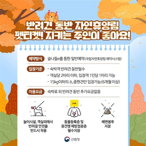 산림청 반려견과 함께할 수 있는 자연휴양림 4곳 소개