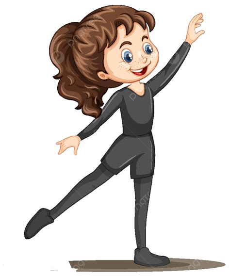 A Girl Ballet Dancer Cartoon Character Practice Male Leisure Vector Cartoon Clipart Ballet