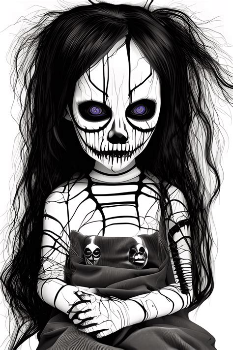 Halloween Creepy Doll Sitting Vector Hyper Realistic Ultra Detailed