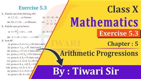 Ncert Solutions For Class 10 Maths Chapter 5 Exercise 5 3 Arithmetic Progression Ap Youtube
