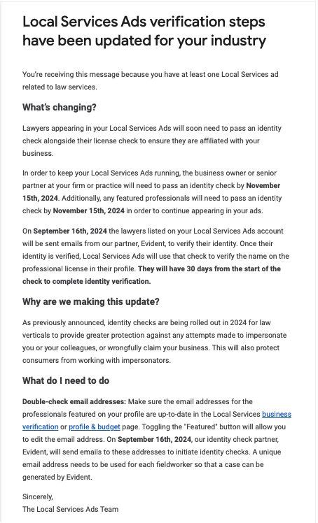 Google Notifies Advertisers On Local Services Ads Verification Requirements