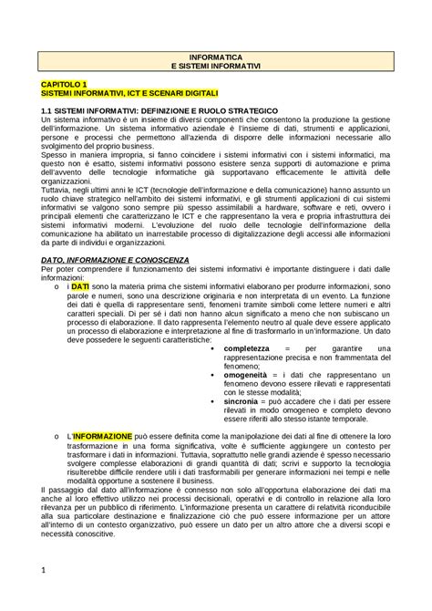 Riassunti Libro Sistemi Informativi E Trend Digitali Di Joseph