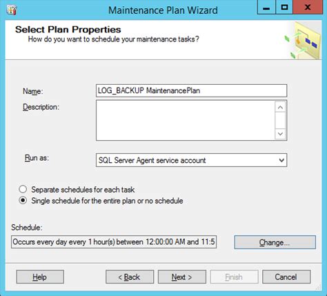 Create Transaction Log Backup Maintenance Plan In Sql Server