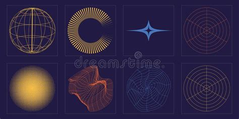 Collection Of Y2K Elements Retro Futuristic Graphic Ornaments Cyberpunk Elements Stock Vector