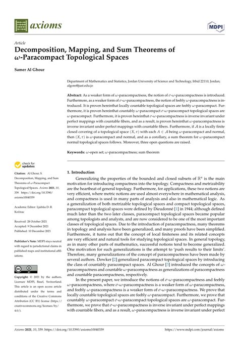 pdf decomposition mapping and sum theorems of ω paracompact