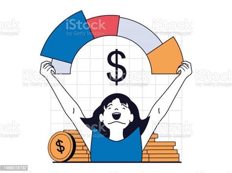 캐릭터 상황이 있는 디지털 비즈니스 개념 사업가는 회사 소득 통계를 분석하고 이익 진행률을 높입니다 웹용 평면 디자인의 사람 장면이 있는 벡터 삽화 개념에 대한 스톡 벡터