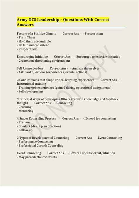 Army Ocs Leadership Questions With Correct Answers Army Ocs Stuvia Us