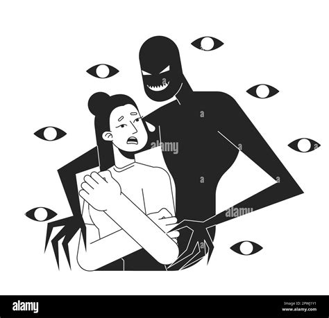 Schizophrenia Disorder Bw Concept Vector Spot Illustration Stock Vector