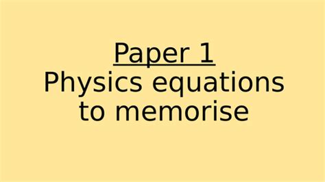 Aqa Trilogy Physics Paper 1 Equations Triangles Teaching Resources