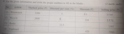 use the given information and write the proper number to fill in the