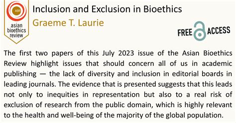 Asian Bioethics Review On Twitter Inclusion And Exclusion In Bioethics Graemelaurie