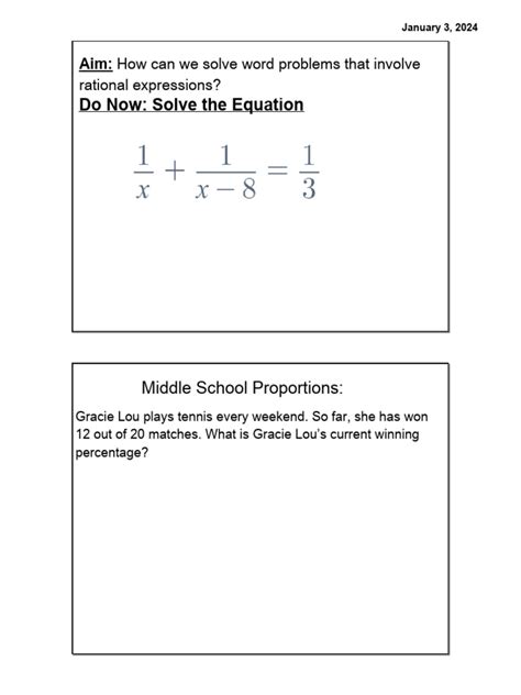 Lesson 43 Rational Equation Word Problems Pdf