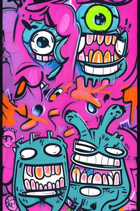 Cute Monster Graffiti Doodle Art Creative Fabrica