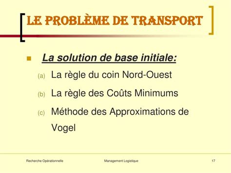 Ppt Gestion Du Probleme De Transport Powerpoint Presentation Free