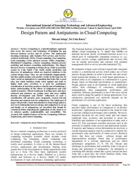 pdf design pattern and antipatterns in cloud computing shivani
