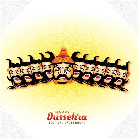 Free Vector Happy Dussehra Celebration Angry Ravan With Ten Heads