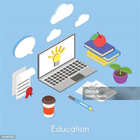 Konsep Isometrik Vektor Untuk Pendidikan Ilustrasi Stok Unduh Gambar