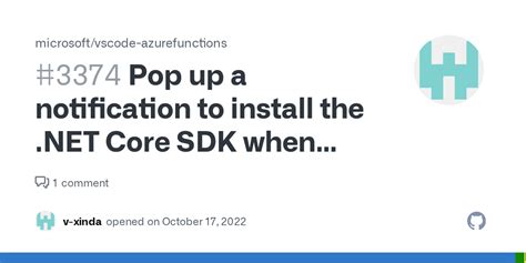 Pop Up A Notification To Install The Net Core Sdk When Creating A Net 7 Project · Issue 3374