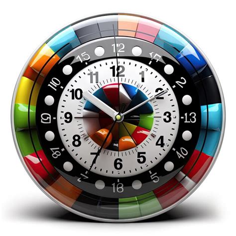 Premium AI Image Art Design Fentesi Black White Squares In The Center Rainbow Blur Clock