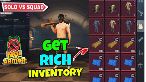 Play No Armor 🚫 Solo Vs Squad 🔥 And Get A Rich Inventory 🤑 Metro Royale
