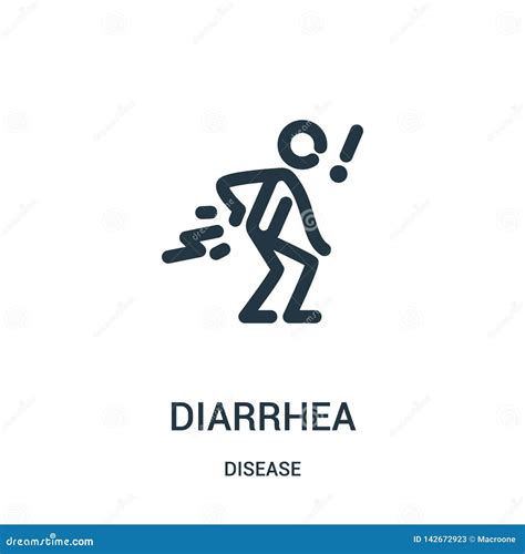 Diarrhea Thin Line Icon Disease And Covid 19 Man Sitting On Toilet