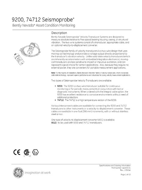 Velocity Transducer Systems 9200 And 74712 Datasheet 469 Kb Pdf