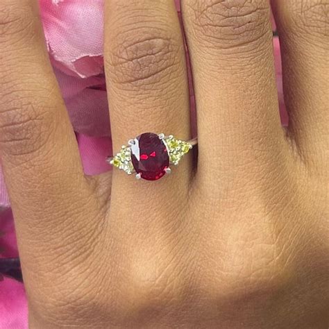 Ruby Peridot Ring Etsy