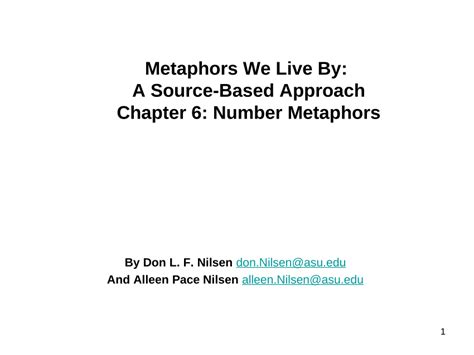 Pdf Linguistic Conceptual Metaphors We Live By Related To Numbers