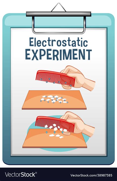 Electrostatic Experiment With Comb And Paper Vector Image