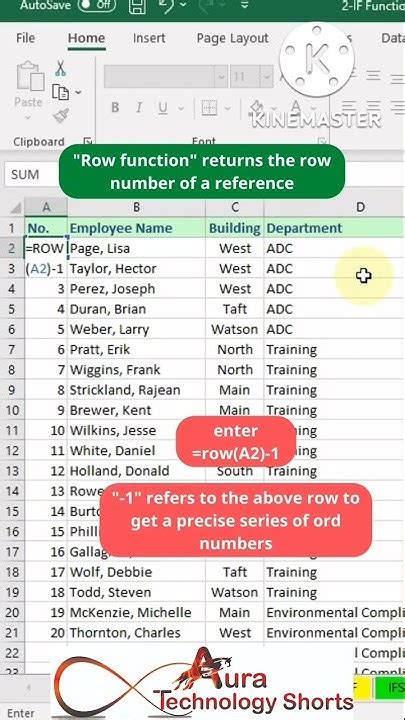 How To Use Row Function In Excel Shorts Viralshorts Row Function