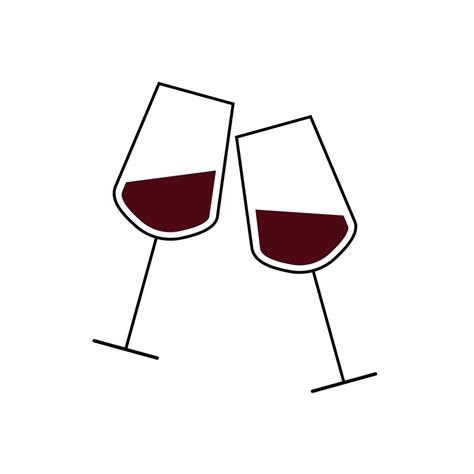 Vector Illustration Of Two Red Wine Glasses Icon Celebrate And Cheers