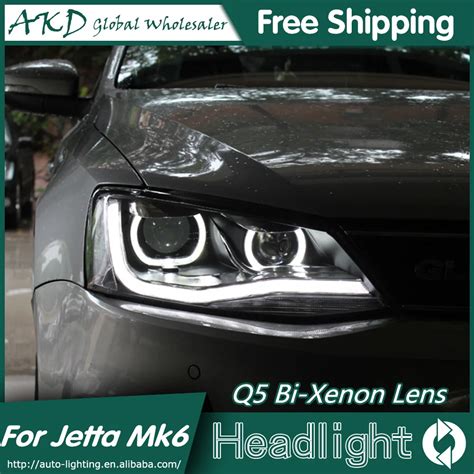 AKD Car Styling For VW Jetta MK Headlights Angel Eye LED Headlight DRL Bi Xenon Lens