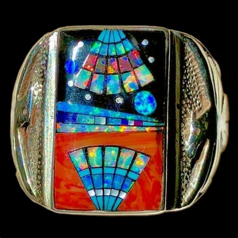 Chevalière Amérindienne en Argent Motif Navajo et Thunderbird Modèle