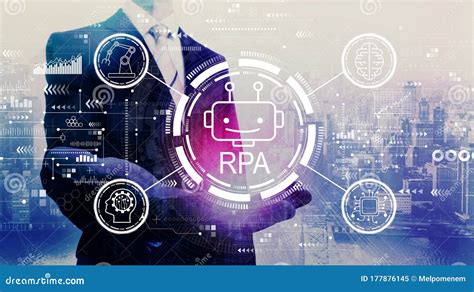 Robotic Process Automation Concept With Businessman Stock Image Image Of Learning Holding