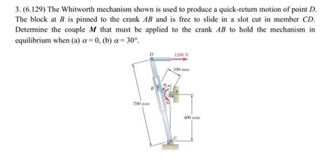 3 6 129 The Whitworth Mechanism Shown Is Used To Chegg