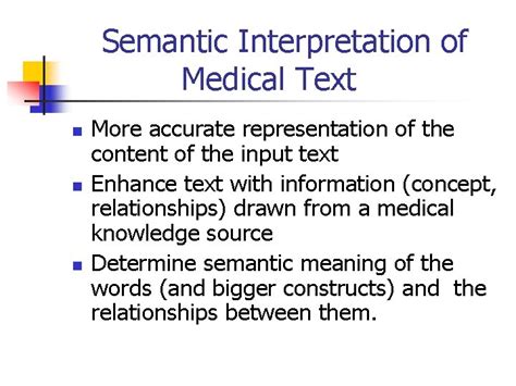 Semantic Interpretation Of Medical Text Barbara Rosario Sims