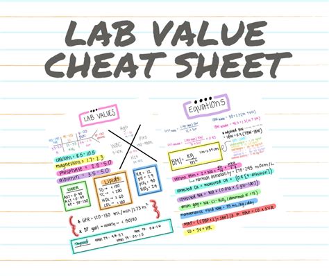 Lab Values Cheat Sheet Etsy