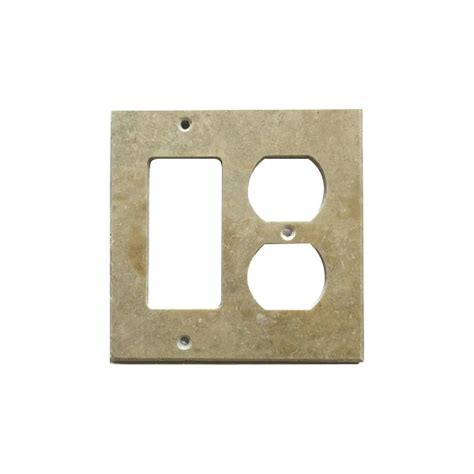Light Walnut Travertine Rocker Duplex Switch Plate Cover Honed